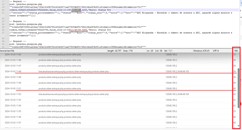 Integração com ERP Tiny - ERRO: API Bloqueada - Excedido o número de ...